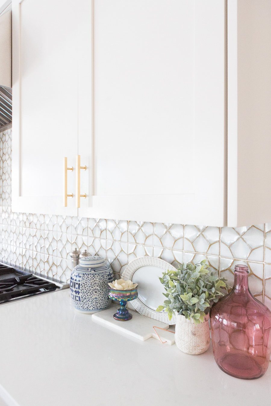 Affordable Ceramic Patterned Tile Backsplash and Flooring | CC and Mike|